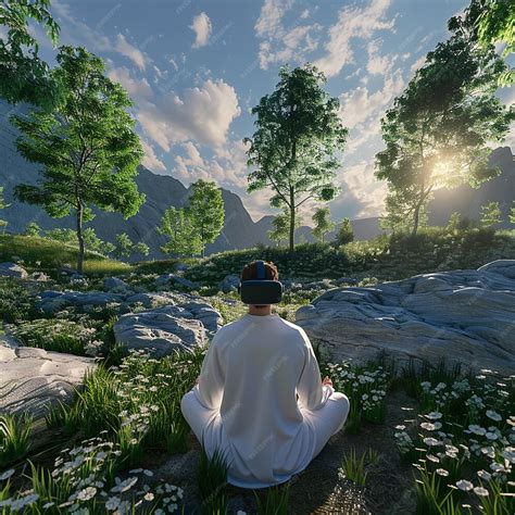 Virtual Reality Meditation Space In Serene Environment Premium Ai