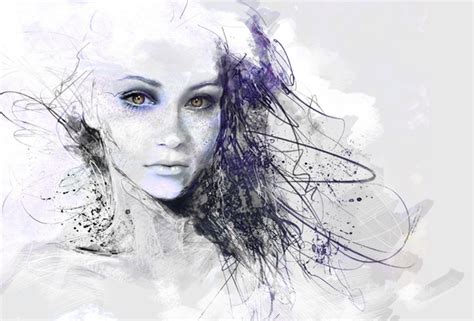 Фото Нарисованная девушка с необычными волосами