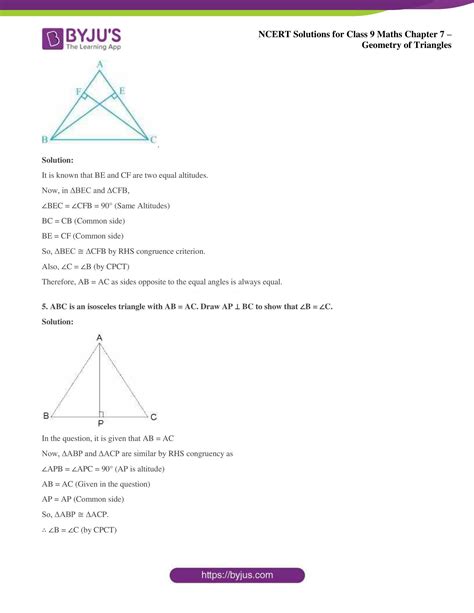Ncert Solutions For Class 9 Maths Chapter 7 Triangles