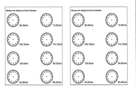 Atividade Com Relógio Analógico · Alfabetização Blog
