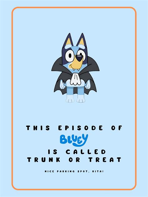 Bluey Vampire Trunk Or Treat Poster Bluey Halloween Poster Two Colors