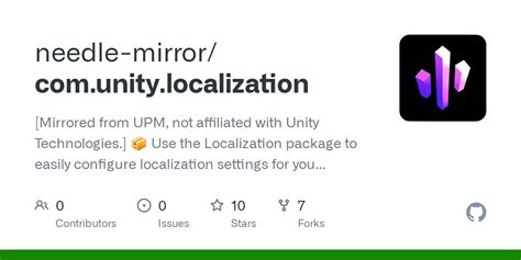 GitHub Needle Mirror Unity Localization Mirrored From UPM Not Affiliated With Unity