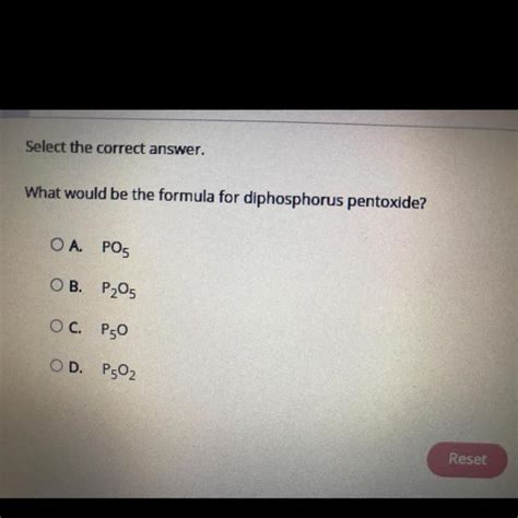[free] What Is The Formula For Diphosphorus Pentoxide