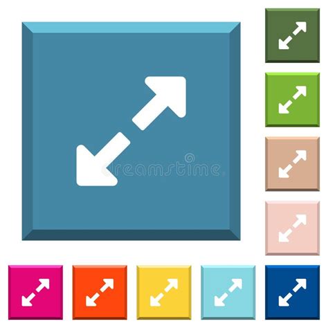 Resize Full White Icons On Edged Square Buttons Stock Illustration Illustration Of Tiled