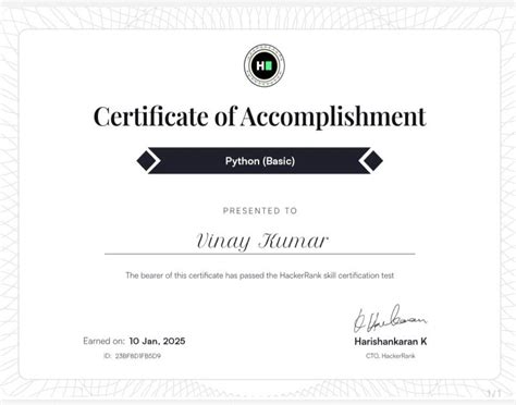 Vinay Kumar On Linkedin Python Certification Coding Hackerrank