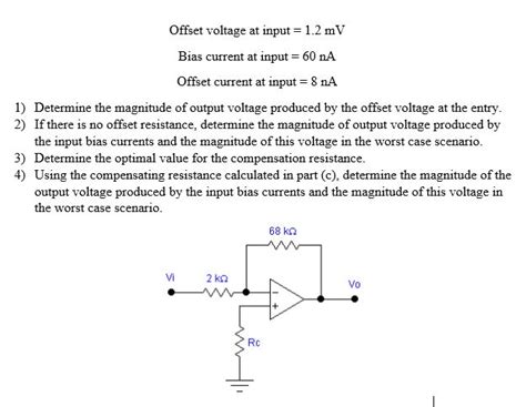 Solved Offset Voltage At Input MV Bias Current At Chegg