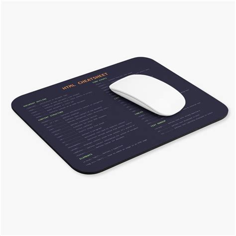 Html Cheatsheet Mouse Pad Web Developer Desk Accessory Programming