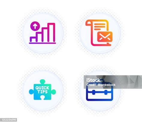 빠른 팁 메일 편지 및 그래프 차트 아이콘 세트 포트폴리오 기호 자습서 전자 메일 읽기 성장 보고서 벡터 0명에 대한 스톡 벡터