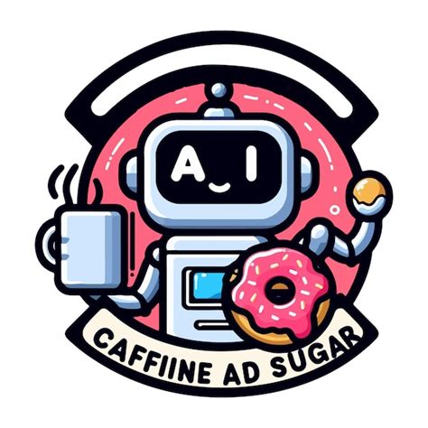 Premium Vector Mini Cute Robot With Coffee And Donut