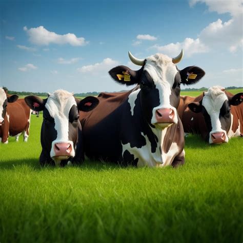 Premium Ai Image Cows Munching On Grass