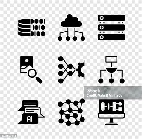 바이너리 코드 네트워크 클라우드 연결 서버 데이터 챗 봇 신경망 알고리즘 사진 보정 및 아이콘을 설정합니다 벡터 스폰서에 대한