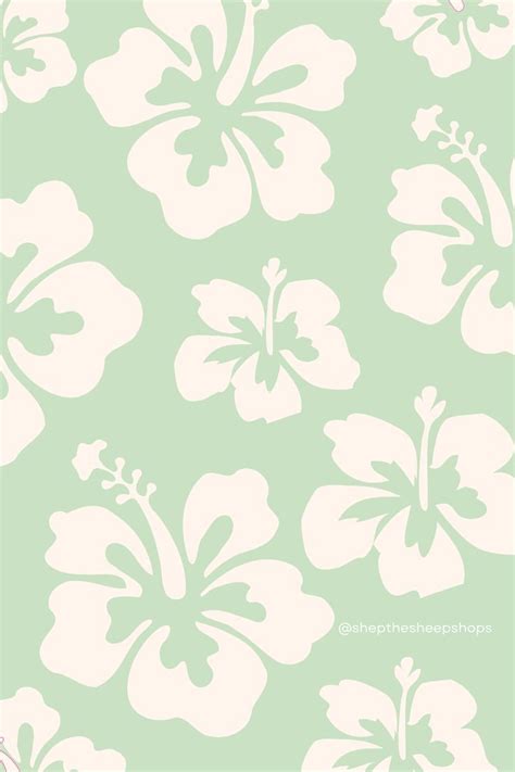 Aesthetic Trendy Hawaiian Flower Pattern Background Cute Summer