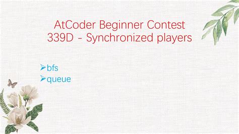 Atcoder Beginner Contest 339d 讲解 Youtube