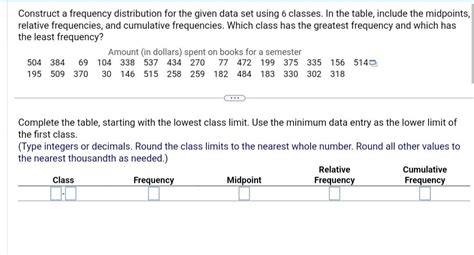 Solved Construct A Frequency Distribution For The Given Data
