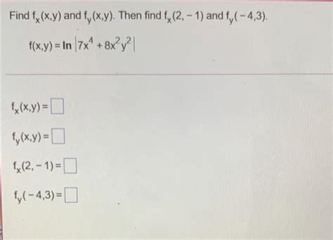 Solved Find Fx X Y And F X Y Then Find Fx 2 1 And Chegg Com