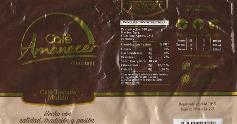 QuÍmica Café Información Nutricional