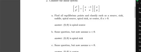 Solved Consider The Linear System File E A Bro Ra A Chegg Com