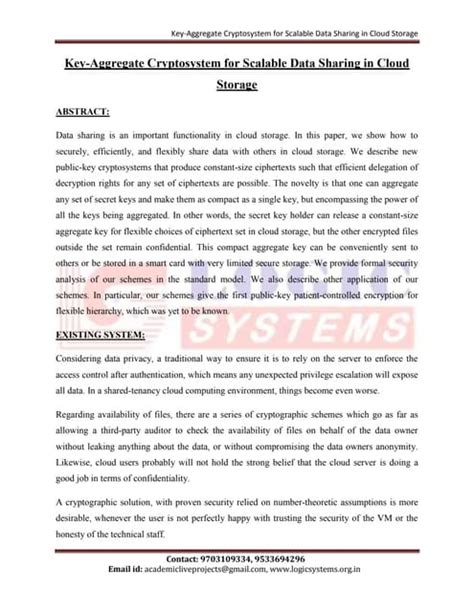 Key Aggregate Cryptosystem For Scalable Data Sharing In Cloud Storage Pdf