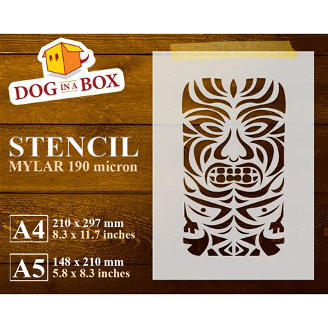 Tiki Totem Stencil N1 Polynesian Hawaiian Maori Tribal Stencil