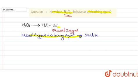 Malayalam How Does H O Behave As A Bleaching Agent