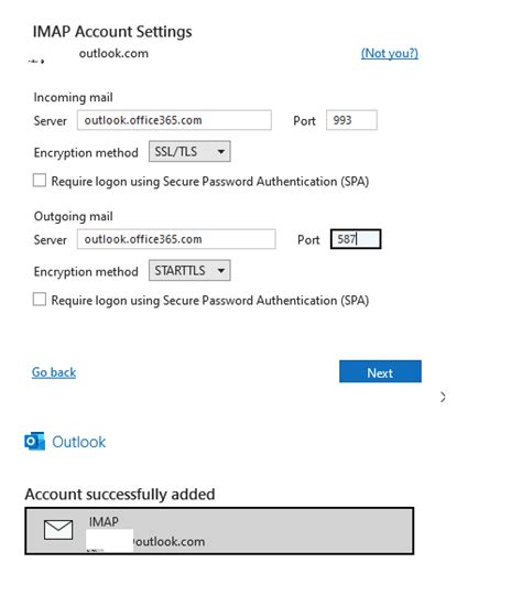 Error In Configurated An Imap Email Account In Outlook Microsoft Qanda