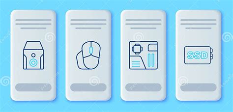 Set Line Computer Mouse Motherboard Digital Chip Uninterruptible