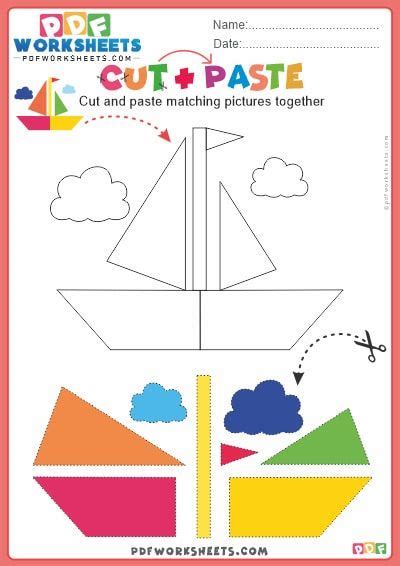 Free Cut Shapes And Design Boat Pdf Worksheet Shapes Matching Activity For In 2025