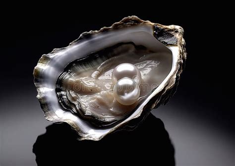 White Pearls In Opened Oyster Shell On Black Backgroundmacroai