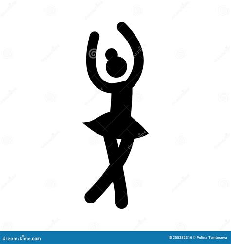 Dance Ballet Woman Figure Icon Black Ballerina Pictogram Silhouette Ballet Dancer Pose Stock