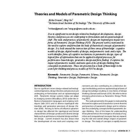 Pdf Theories And Models Of Parametric Design Thinking