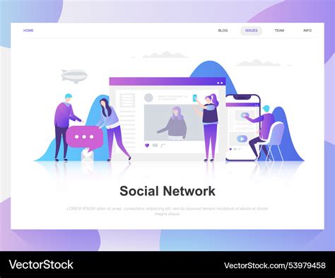 Social Network Modern Flat Design Concept Landing Vector Image