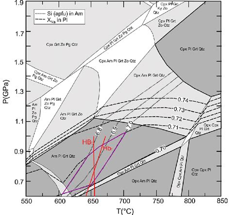 A P T Pseudosection Calculated In The 550 850 °c 06 19 Gpa Range