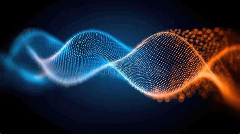 Dynamic Blue And Orange Abstract Waveform On Black Background Stock Illustration Illustration