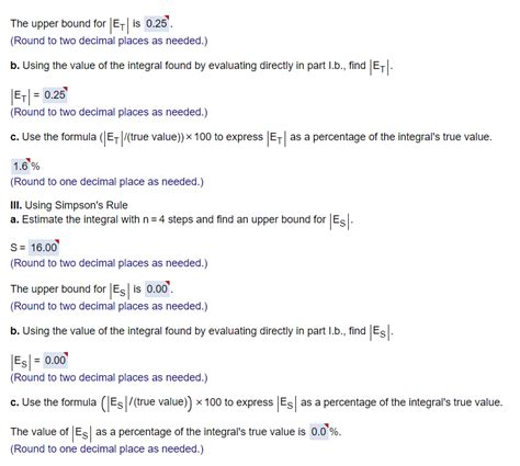Solved The Upper Bound For ∣et∣ Is Round To Two Decimal