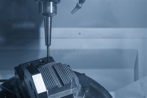 The 5 Axis Cnc Milling Machine Cutting The Automotive Part With Solid Ball End Mill Tool Stock