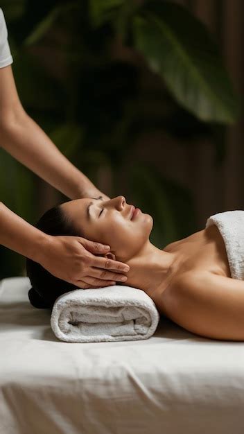 Woman Receiving Massage In Spa Center Premium Ai Generated Image