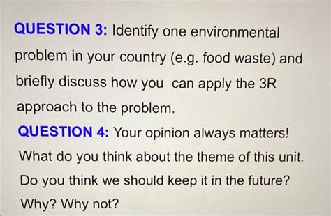 Question 3 Identify One Environmental Problem In