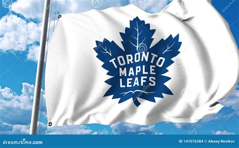 Waving Flag With Toronto Maple Leafs Nhl Hockey Team Logo 4k Editorial