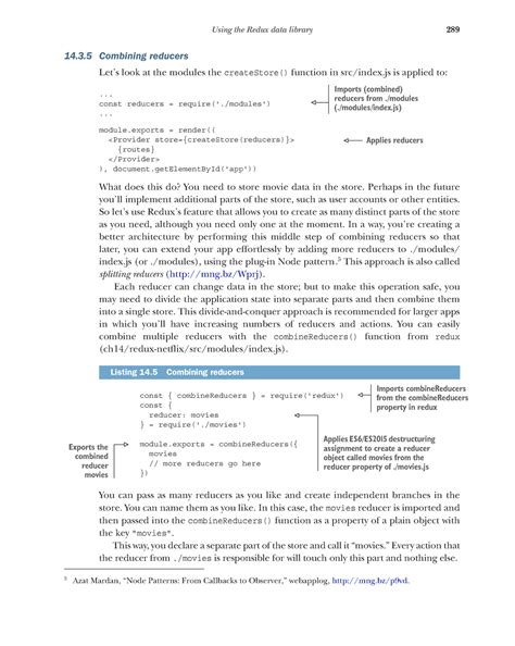 React Practical 65 Using The Redux Data Library 289 14 3 Combining Reducers Lets Look At The