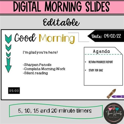 Editable Morning Slides With Timers Back To School Classroom Management