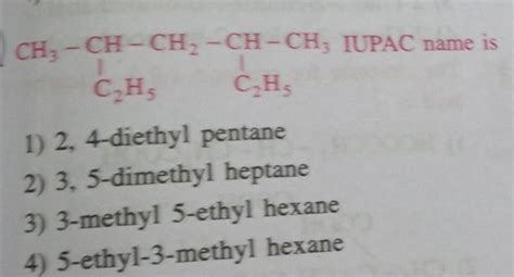 Iupac Name Of Ch3 Ch C2h5 Ch2 Ch C2h5 Ch3