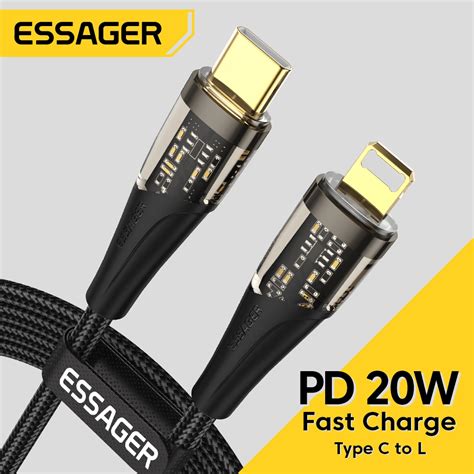 Essager PD W USB C To L Type C Fast Charge Cable Supports Mbps Data Transmission Shopee