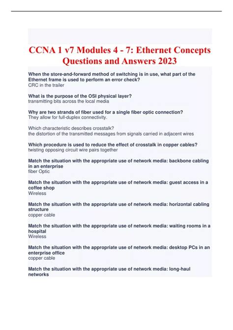 Ccna 1 V7 Modules 4 7 Ethernet Concepts Questions And Answers 2023 Ccna 1 V7 Modules 4 7