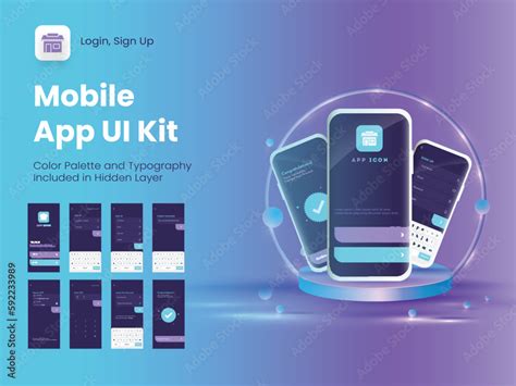 Mobile App Ui Ux Gui Layout With Different Login Screens Including