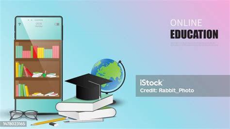 온라인 교육 개념입니다 휴대 전화에서 전자 학습 스마트 폰 응용 프로그램 또는 웹 사이트를 통한 온라인 강의 온라인 교실 휴대 전화에서 온라인으로 도서관 사회적 거리두기