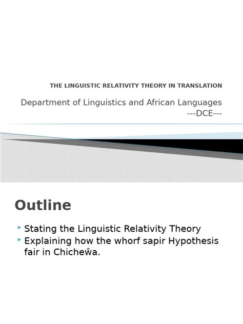 Linguistic Relativity Theory Pdf English Language Linguistics
