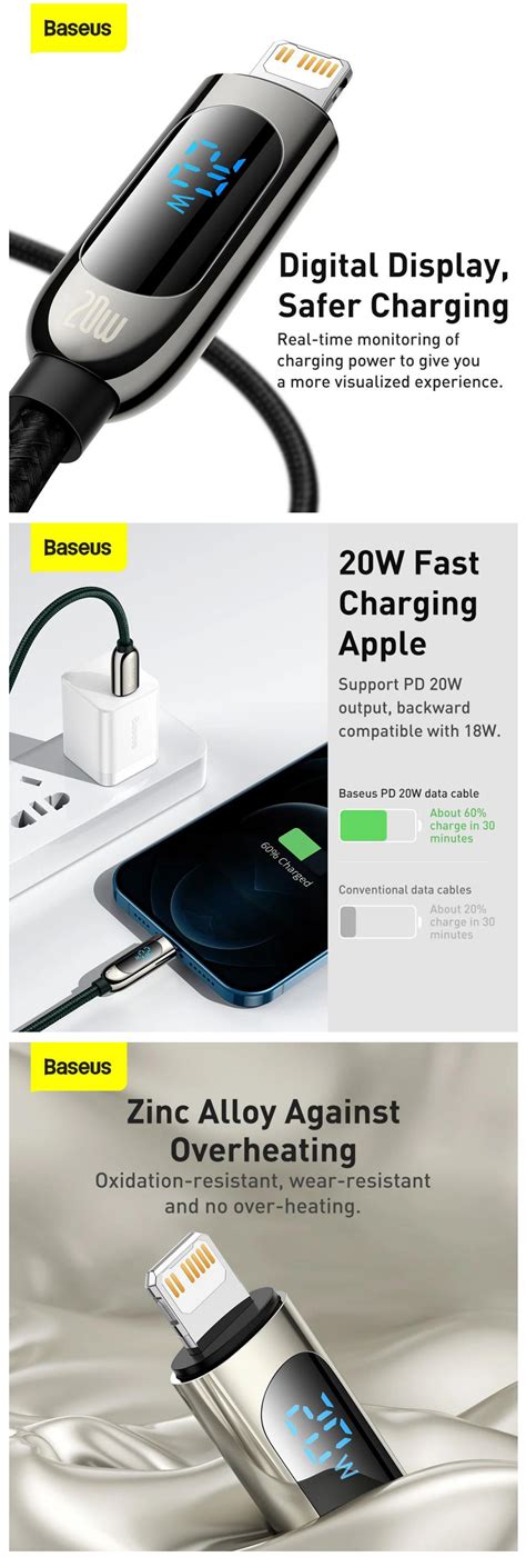 Baseus Display Fast Charging Type C To IP Charging Cable W M Penguin Com Bd