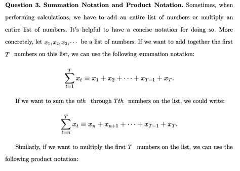 Solved Question 3 Summation Notation And Product Notation