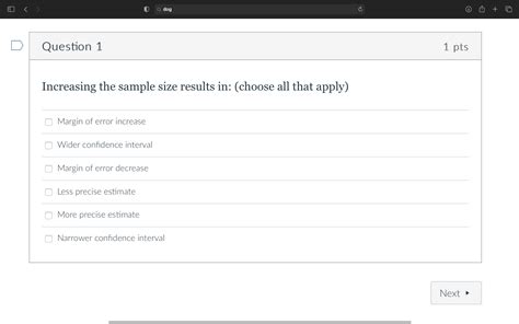 Solved Increasing The Sample Size Results In Choose All