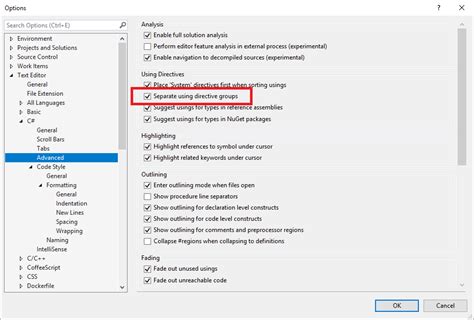 New Formatting Document Settings Does Not Respect Separate Using Directives Groups · Issue
